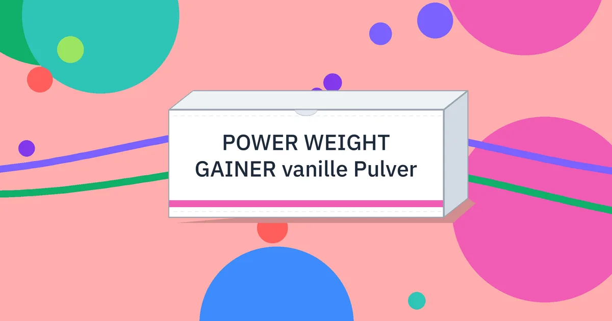 Symbolbild: Packung mit der Aufschrift POWER WEIGHT GAINER vanille Pulver (PZN 09493607) – Verfügbarkeit und Bezug in Apotheken in Frankfurt am Main