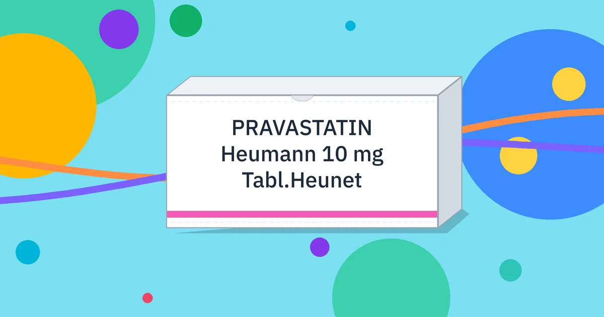Symbolbild: Packung mit der Aufschrift PRAVASTATIN Heumann 10 mg Tabl.Heunet (PZN 06100033) – Verfügbarkeit und Bezug in Apotheken in Frankfurt am Main