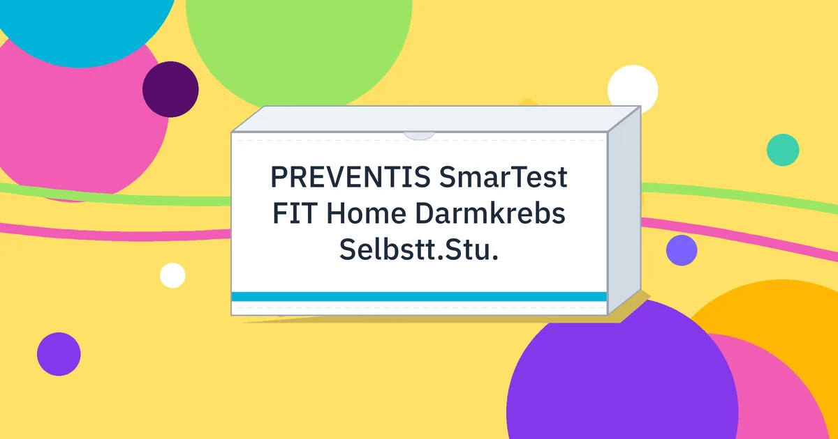 Symbolbild: Packung mit der Aufschrift PREVENTIS SmarTest FIT Home Darmkrebs Selbstt.Stu. (PZN 16082276) – Verfügbarkeit und Bezug in Apotheken in Frankfurt am Main