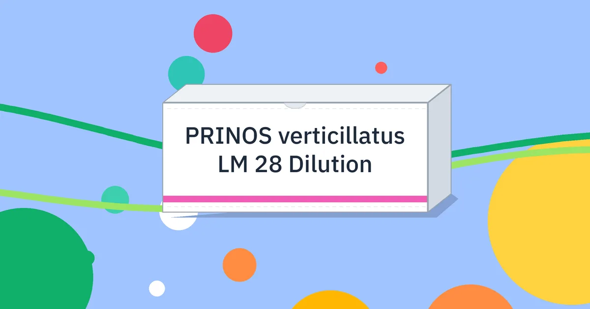 Symbolbild: Packung mit der Aufschrift PRINOS verticillatus LM 28 Dilution (PZN 13668171) – Verfügbarkeit und Bezug in Apotheken in Frankfurt am Main