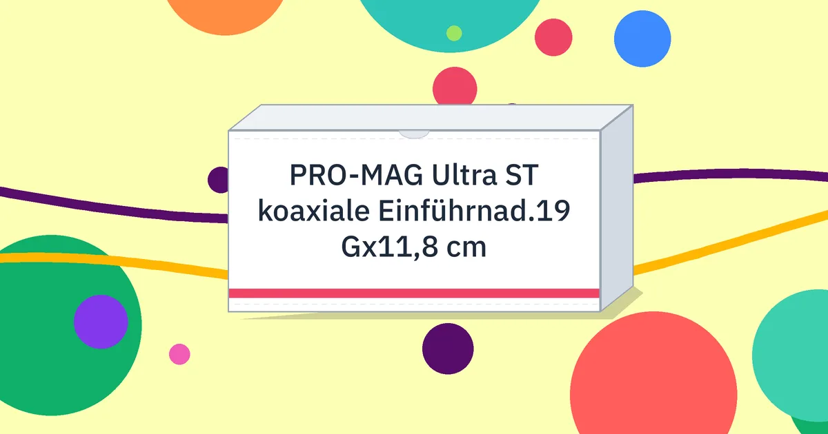 Symbolbild: Packung mit der Aufschrift PRO-MAG Ultra ST koaxiale Einführnad.19 Gx11,8 cm (PZN 06768860) – Verfügbarkeit und Bezug in Apotheken in Frankfurt am Main