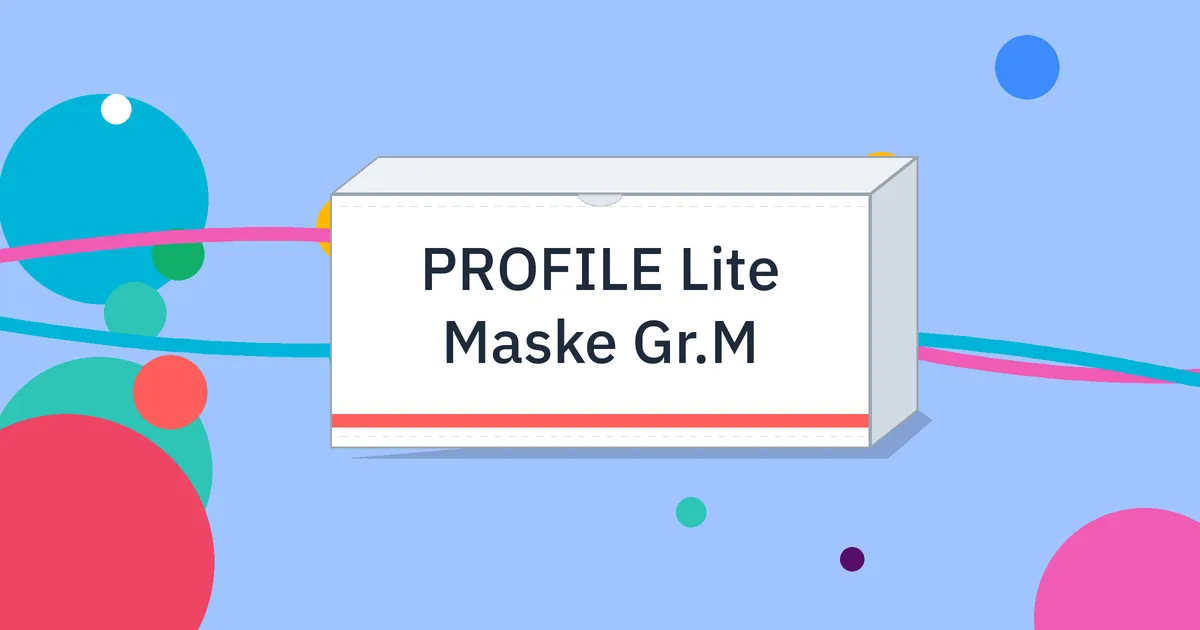 Symbolbild: Packung mit der Aufschrift PROFILE Lite Maske Gr.M (PZN 03035631) – Verfügbarkeit und Bezug in Apotheken in Frankfurt am Main