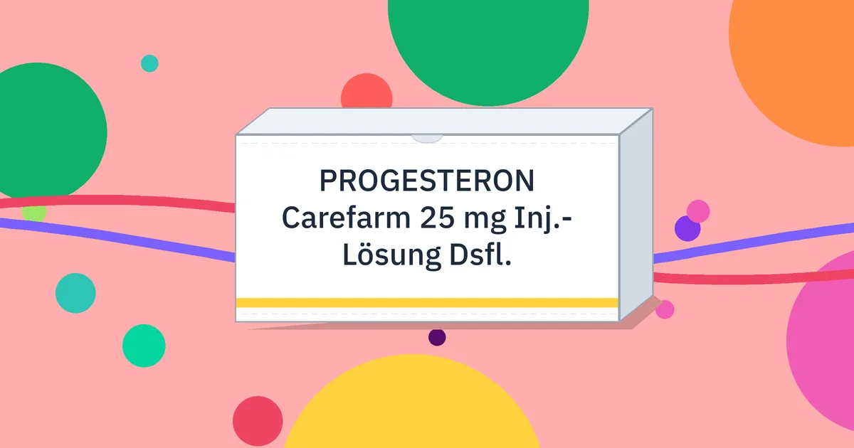 Symbolbild: Packung mit der Aufschrift PROGESTERON Carefarm 25 mg Inj.-Lösung Dsfl. (PZN 20115018) – Verfügbarkeit und Bezug in Apotheken in Frankfurt am Main