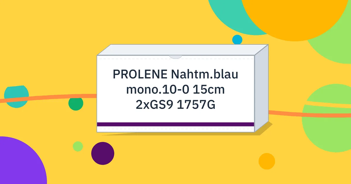 Symbolbild: Packung mit der Aufschrift PROLENE Nahtm.blau mono.10-0 15cm 2xGS9 1757G (PZN 20897676) – Verfügbarkeit und Bezug in Apotheken in Frankfurt am Main