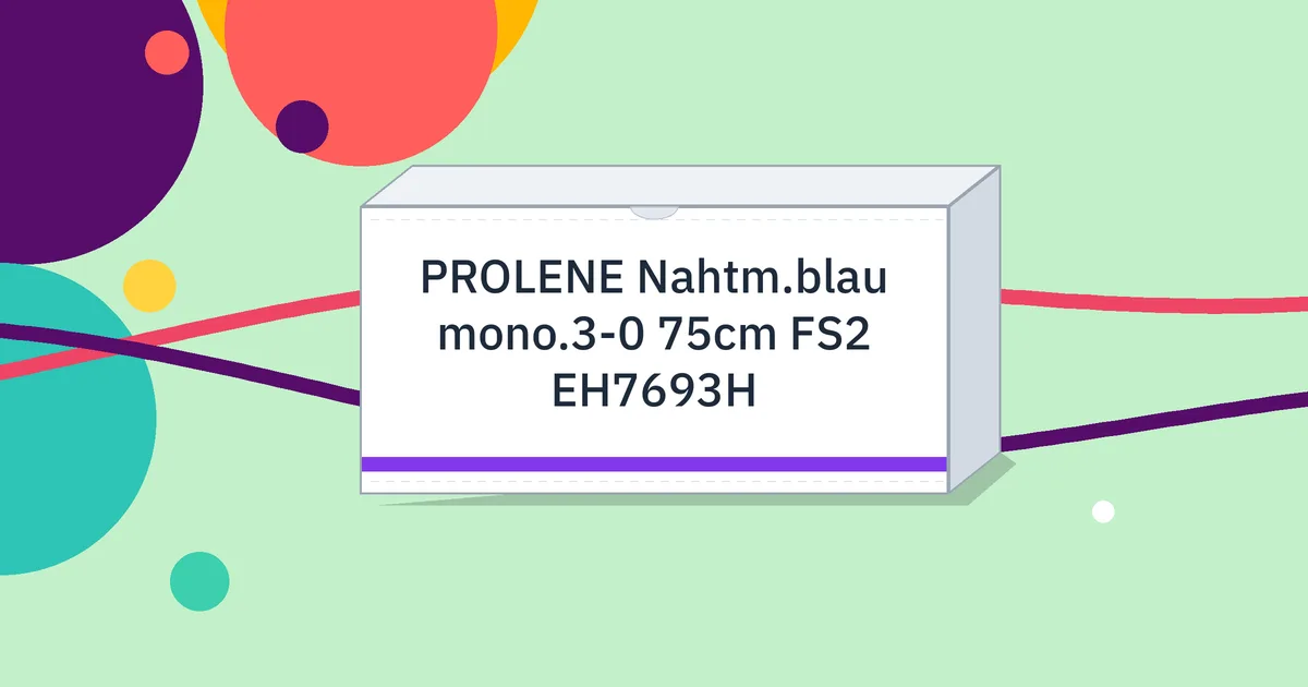 Symbolbild: Packung mit der Aufschrift PROLENE Nahtm.blau mono.3-0 75cm FS2 EH7693H (PZN 16147484) – Verfügbarkeit und Bezug in Apotheken in Frankfurt am Main