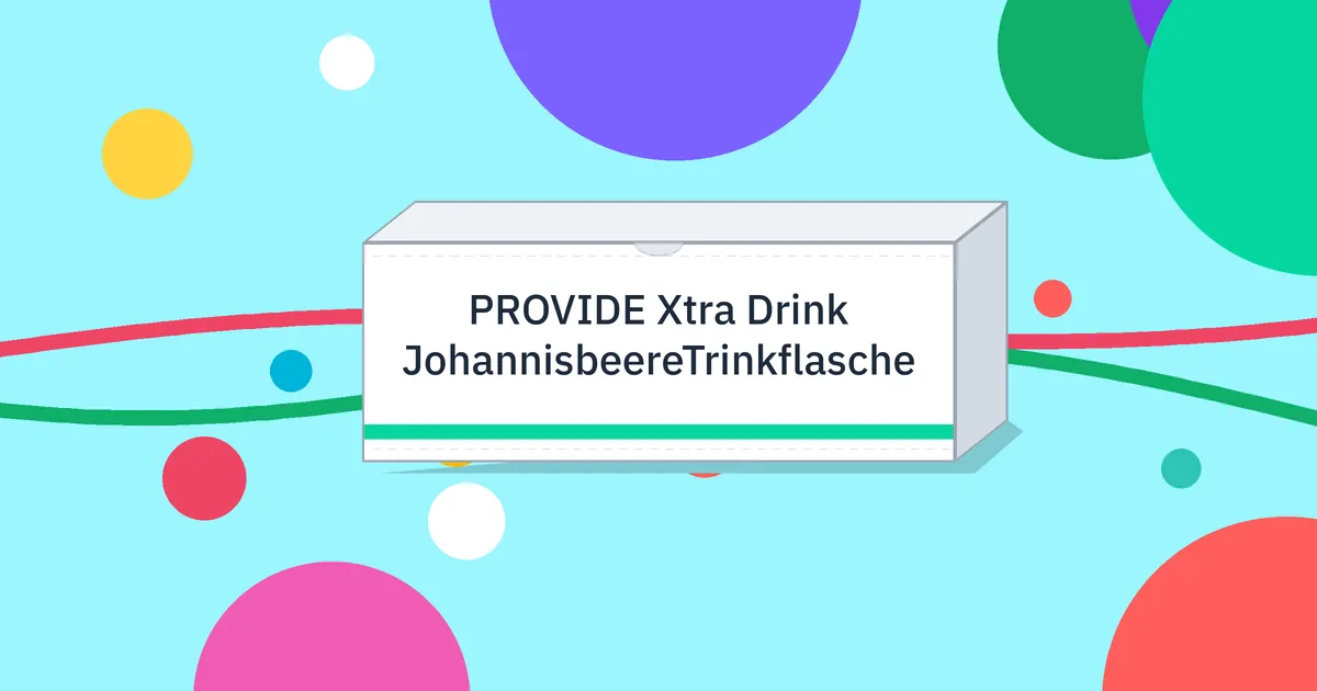 Symbolbild: Packung mit der Aufschrift PROVIDE Xtra Drink JohannisbeereTrinkflasche (PZN 19468585) – Verfügbarkeit und Bezug in Apotheken in Frankfurt am Main