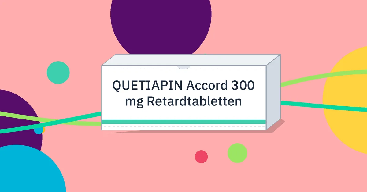 Symbolbild: Packung mit der Aufschrift QUETIAPIN Accord 300 mg Retardtabletten (PZN 15379100) – Verfügbarkeit und Bezug in Apotheken in Frankfurt am Main