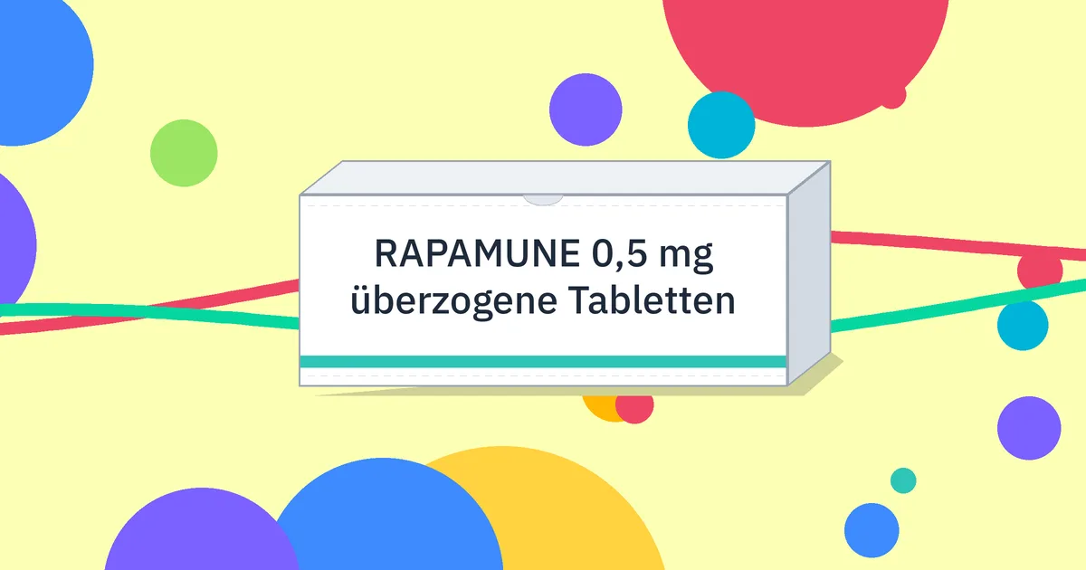 Symbolbild: Packung mit der Aufschrift RAPAMUNE 0,5 mg überzogene Tabletten (PZN 07749824) – Verfügbarkeit und Bezug in Apotheken in Frankfurt am Main