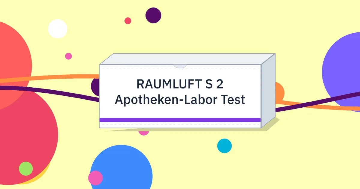 Symbolbild: Packung mit der Aufschrift RAUMLUFT S 2 Apotheken-Labor Test (PZN 05129974) – Verfügbarkeit und Bezug in Apotheken in Frankfurt am Main