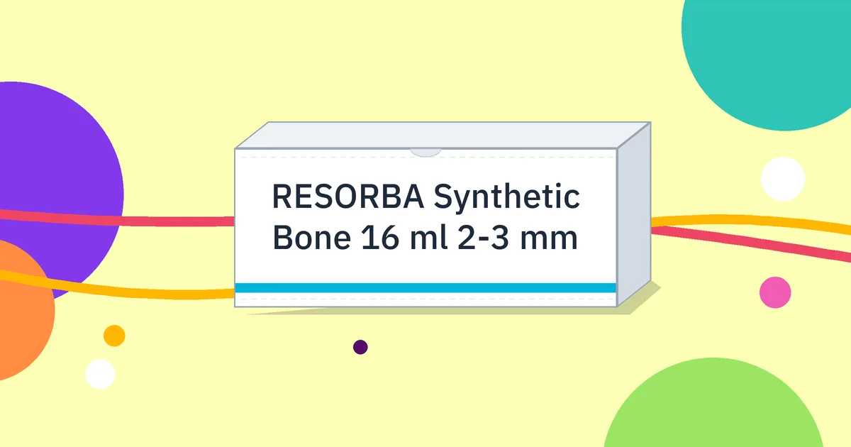 Symbolbild: Packung mit der Aufschrift RESORBA Synthetic Bone 16 ml 2-3 mm (PZN 16857642) – Verfügbarkeit und Bezug in Apotheken in Frankfurt am Main