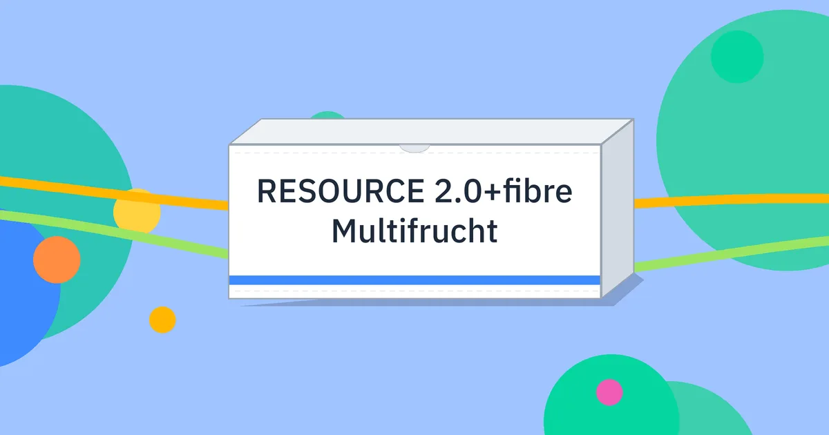 Symbolbild: Packung mit der Aufschrift RESOURCE 2.0+fibre Multifrucht (PZN 09882071) – Verfügbarkeit und Bezug in Apotheken in Frankfurt am Main