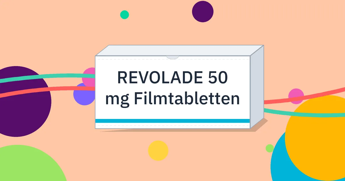 Symbolbild: Packung mit der Aufschrift REVOLADE 50 mg Filmtabletten (PZN 14167502) – Verfügbarkeit und Bezug in Apotheken in Frankfurt am Main