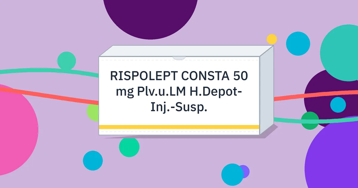 Symbolbild: Packung mit der Aufschrift RISPOLEPT CONSTA 50 mg Plv.u.LM H.Depot-Inj.-Susp. (PZN 10020156) – Verfügbarkeit und Bezug in Apotheken in Frankfurt am Main