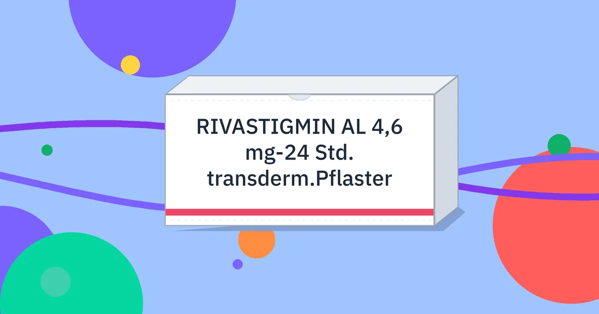 Symbolbild: Packung mit der Aufschrift RIVASTIGMIN AL 4,6 mg-24 Std. transderm.Pflaster (PZN 04369819) – Verfügbarkeit und Bezug in Apotheken in Frankfurt am Main