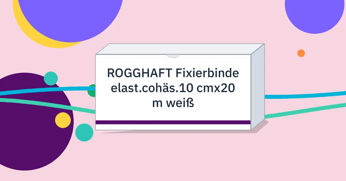Symbolbild: Packung mit der Aufschrift ROGGHAFT Fixierbinde elast.cohäs.10 cmx20 m weiß (PZN 04492336) – Verfügbarkeit und Bezug in Apotheken in Frankfurt am Main