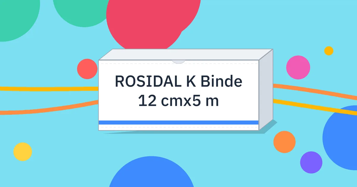 Symbolbild: Packung mit der Aufschrift ROSIDAL K Binde 12 cmx5 m (PZN 20326471) – Verfügbarkeit und Bezug in Apotheken in Frankfurt am Main