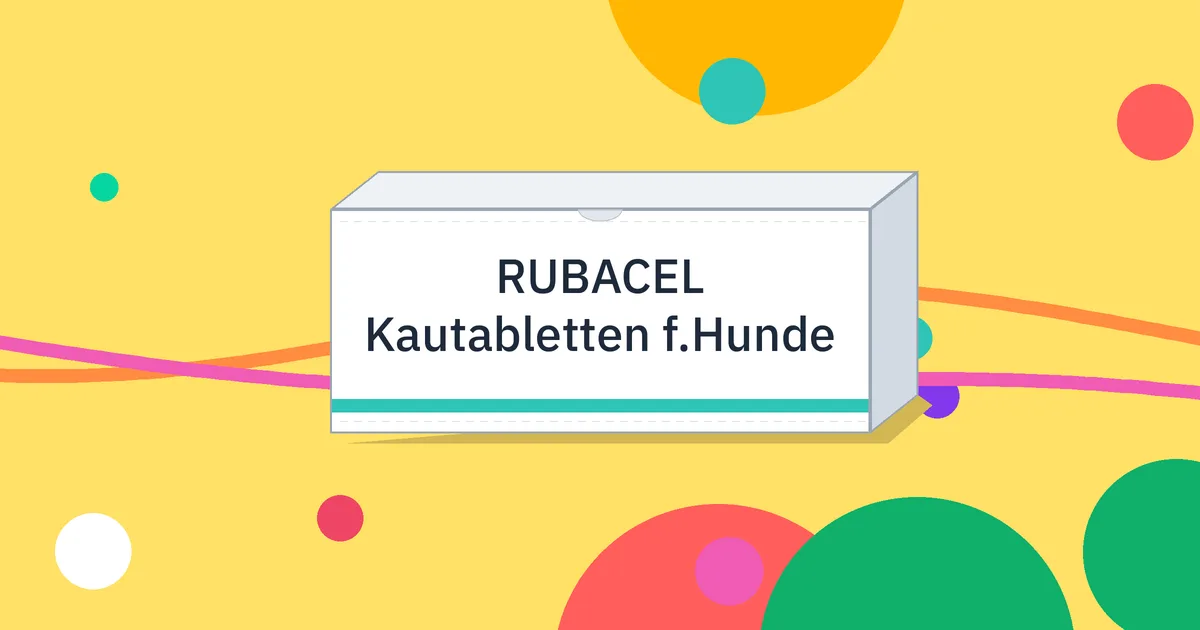 Symbolbild: Packung mit der Aufschrift RUBACEL Kautabletten f.Hunde (PZN 17835051) – Verfügbarkeit und Bezug in Apotheken in Frankfurt am Main