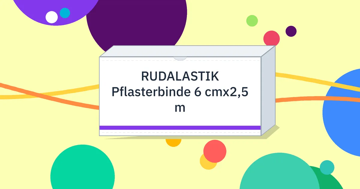 Symbolbild: Packung mit der Aufschrift RUDALASTIK Pflasterbinde 6 cmx2,5 m (PZN 01436194) – Verfügbarkeit und Bezug in Apotheken in Frankfurt am Main