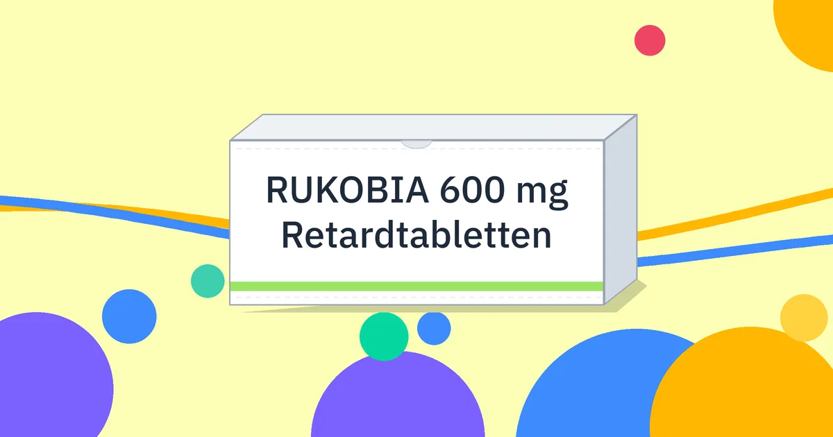 Symbolbild: Packung mit der Aufschrift RUKOBIA 600 mg Retardtabletten (PZN 16596911) – Verfügbarkeit und Bezug in Apotheken in Frankfurt am Main