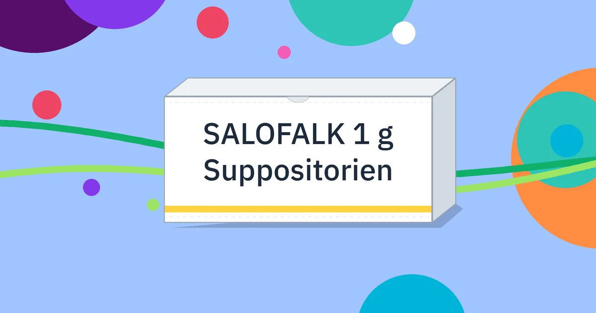 Symbolbild: Packung mit der Aufschrift SALOFALK 1 g Suppositorien (PZN 10041916) – Verfügbarkeit und Bezug in Apotheken in Frankfurt am Main