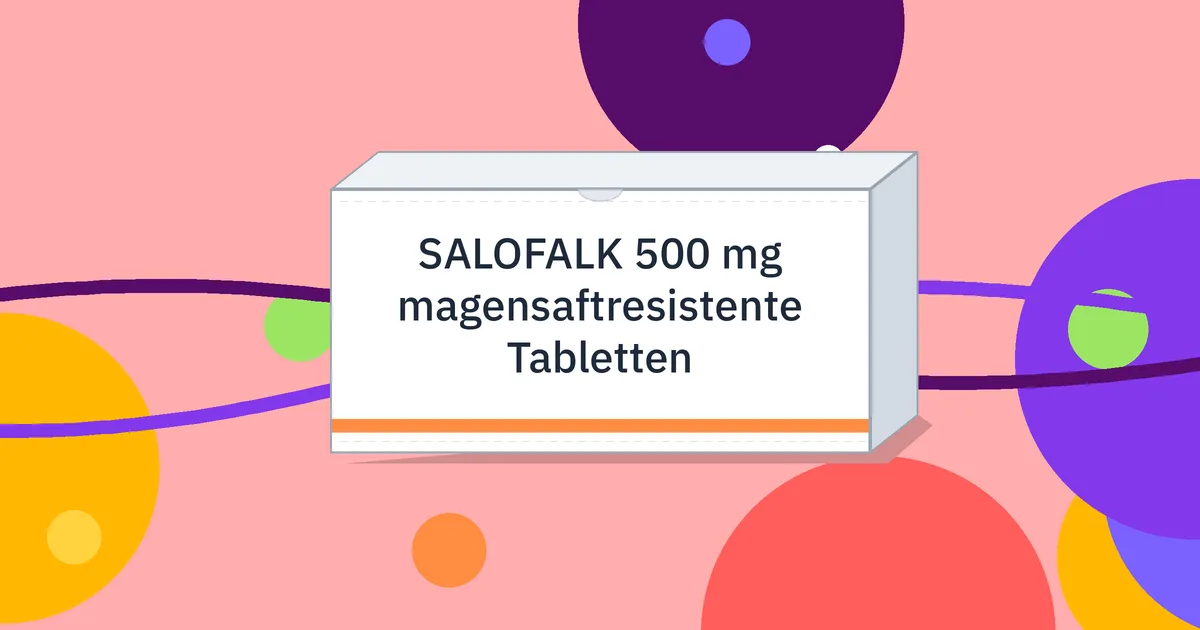 Symbolbild: Packung mit der Aufschrift SALOFALK 500 mg magensaftresistente Tabletten (PZN 03811816) – Verfügbarkeit und Bezug in Apotheken in Frankfurt am Main