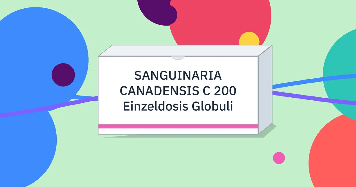 Symbolbild: Packung mit der Aufschrift SANGUINARIA CANADENSIS C 200 Einzeldosis Globuli (PZN 01543145) – Verfügbarkeit und Bezug in Apotheken in Frankfurt am Main