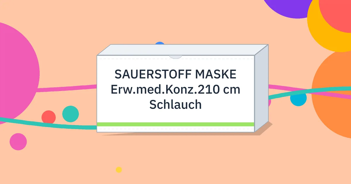 Symbolbild: Packung mit der Aufschrift SAUERSTOFF MASKE Erw.med.Konz.210 cm Schlauch (PZN 04416074) – Verfügbarkeit und Bezug in Apotheken in Frankfurt am Main
