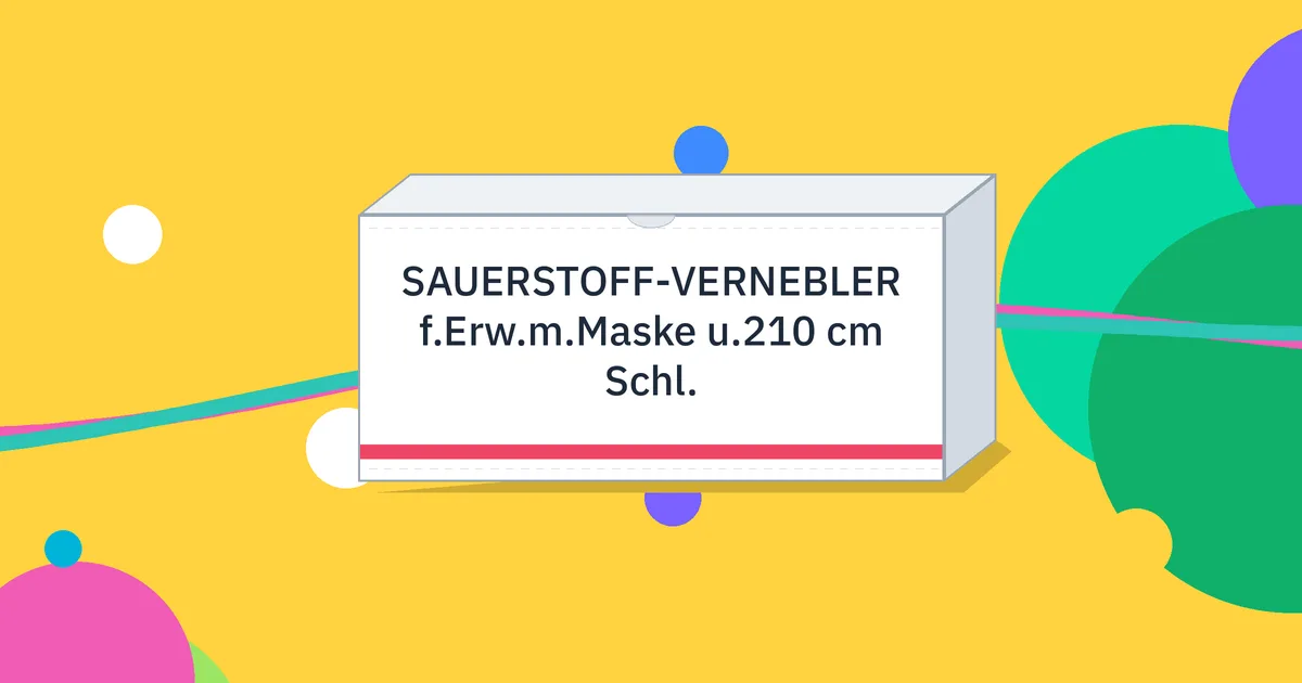 Symbolbild: Packung mit der Aufschrift SAUERSTOFF-VERNEBLER f.Erw.m.Maske u.210 cm Schl. (PZN 20864493) – Verfügbarkeit und Bezug in Apotheken in Frankfurt am Main