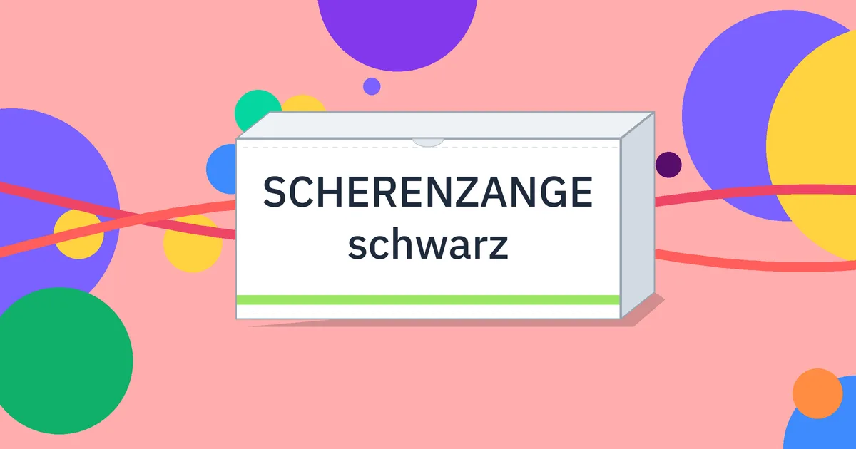 Symbolbild: Packung mit der Aufschrift SCHERENZANGE schwarz (PZN 01503312) – Verfügbarkeit und Bezug in Apotheken in Frankfurt am Main