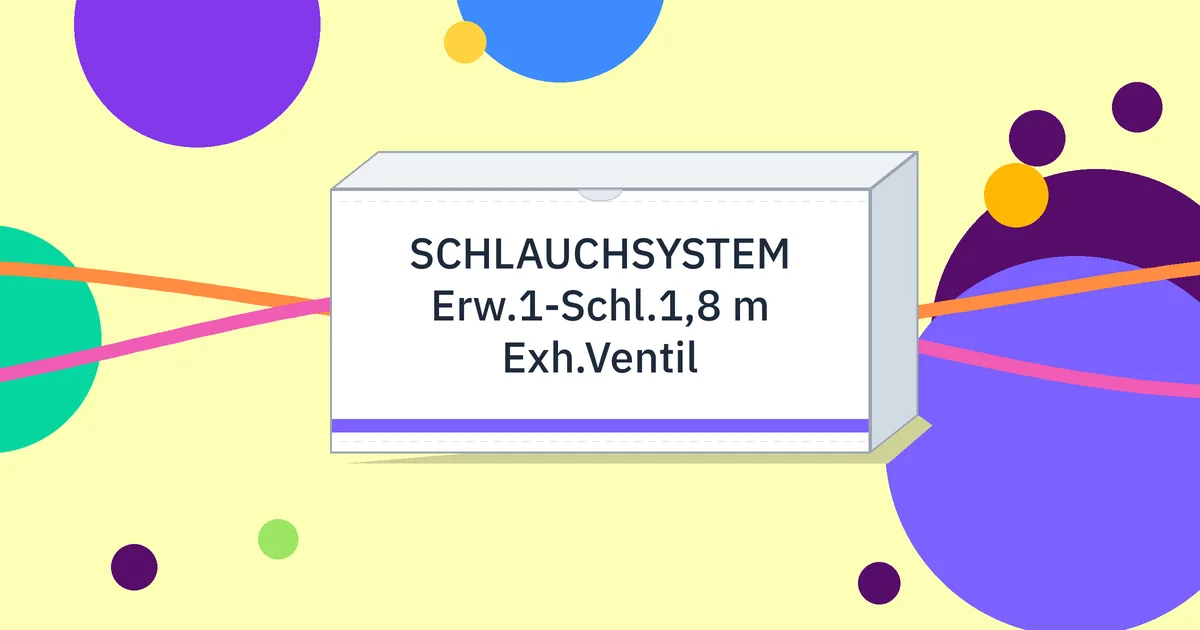 Symbolbild: Packung mit der Aufschrift SCHLAUCHSYSTEM Erw.1-Schl.1,8 m Exh.Ventil (PZN 06426639) – Verfügbarkeit und Bezug in Apotheken in Frankfurt am Main