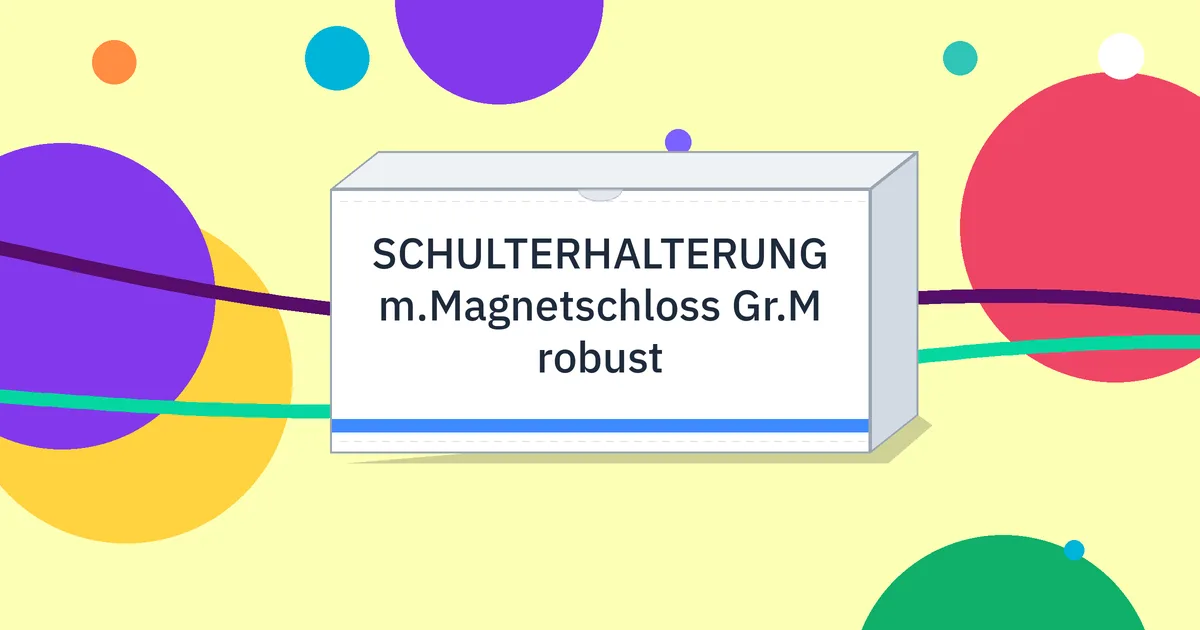 Symbolbild: Packung mit der Aufschrift SCHULTERHALTERUNG m.Magnetschloss Gr.M robust (PZN 09167813) – Verfügbarkeit und Bezug in Apotheken in Frankfurt am Main