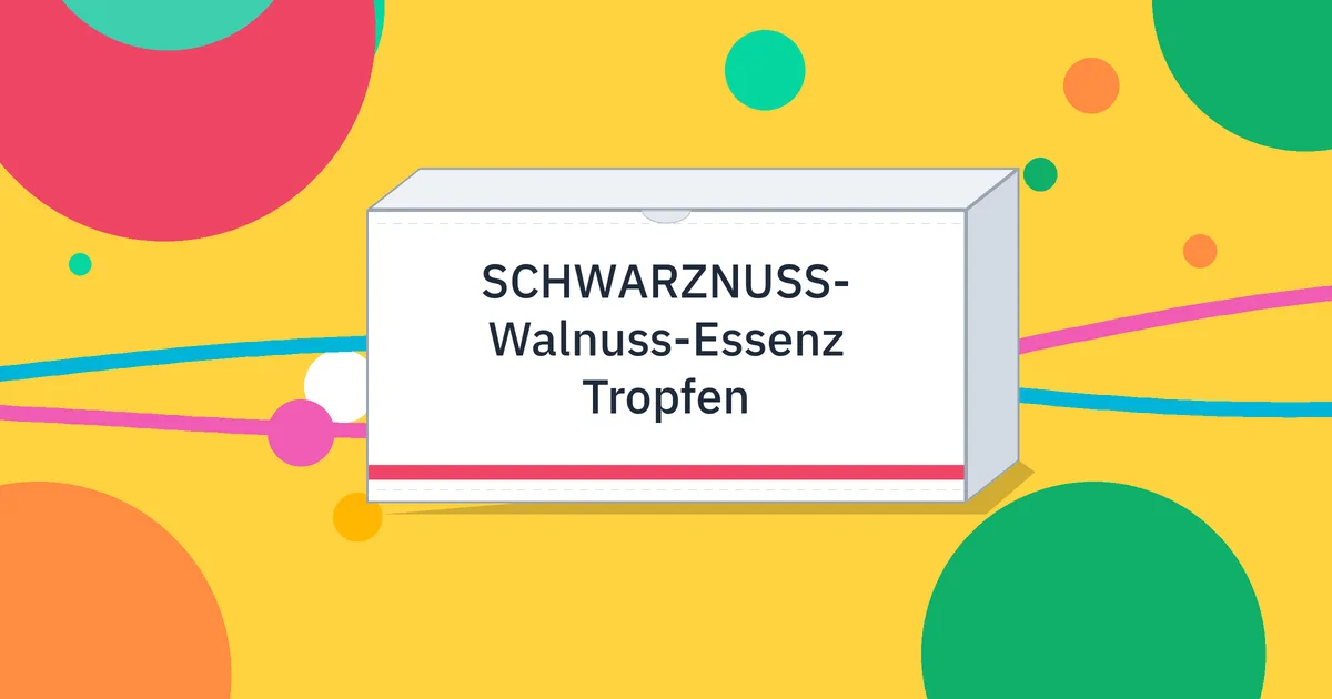 Symbolbild: Packung mit der Aufschrift SCHWARZNUSS-Walnuss-Essenz Tropfen (PZN 10352668) – Verfügbarkeit und Bezug in Apotheken in Frankfurt am Main