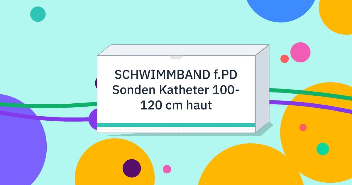 Symbolbild: Packung mit der Aufschrift SCHWIMMBAND f.PD Sonden Katheter 100-120 cm haut (PZN 15391526) – Verfügbarkeit und Bezug in Apotheken in Frankfurt am Main