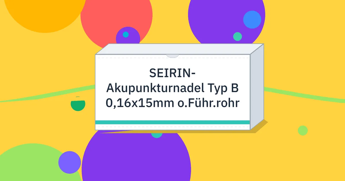 Symbolbild: Packung mit der Aufschrift SEIRIN-Akupunkturnadel Typ B 0,16x15mm o.Führ.rohr (PZN 10392030) – Verfügbarkeit und Bezug in Apotheken in Frankfurt am Main