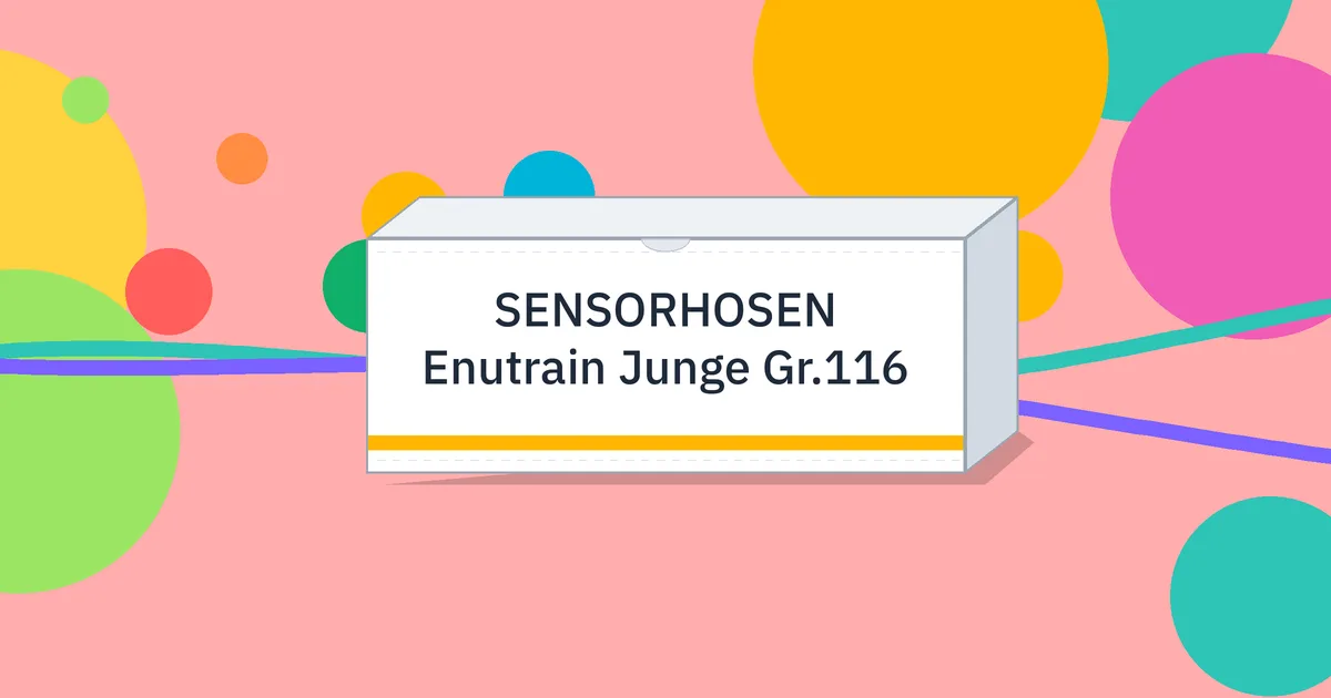 Symbolbild: Packung mit der Aufschrift SENSORHOSEN Enutrain Junge Gr.116 (PZN 04477093) – Verfügbarkeit und Bezug in Apotheken in Frankfurt am Main
