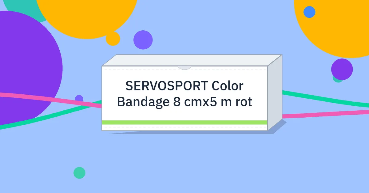 Symbolbild: Packung mit der Aufschrift SERVOSPORT Color Bandage 8 cmx5 m rot (PZN 03257509) – Verfügbarkeit und Bezug in Apotheken in Frankfurt am Main