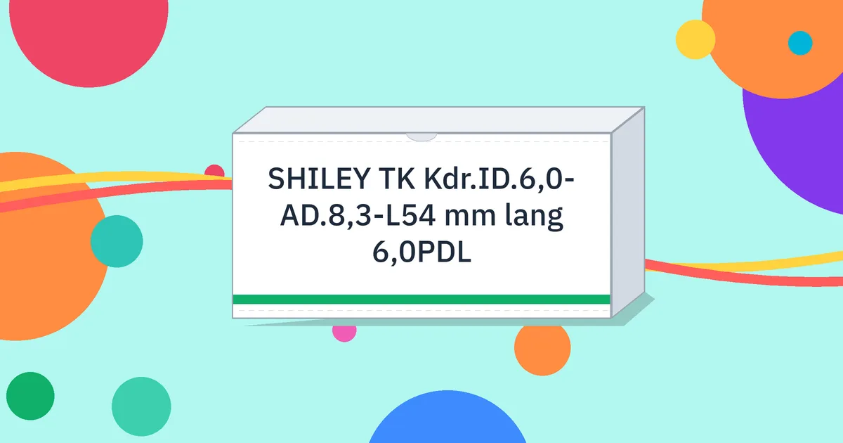 Symbolbild: Packung mit der Aufschrift SHILEY TK Kdr.ID.6,0-AD.8,3-L54 mm lang 6,0PDL (PZN 03380173) – Verfügbarkeit und Bezug in Apotheken in Frankfurt am Main