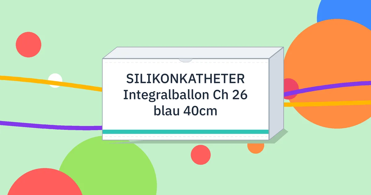Symbolbild: Packung mit der Aufschrift SILIKONKATHETER Integralballon Ch 26 blau 40cm (PZN 09766620) – Verfügbarkeit und Bezug in Apotheken in Frankfurt am Main