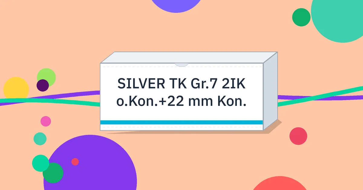 Symbolbild: Packung mit der Aufschrift SILVER TK Gr.7 2IK o.Kon.+22 mm Kon. (PZN 10317229) – Verfügbarkeit und Bezug in Apotheken in Frankfurt am Main