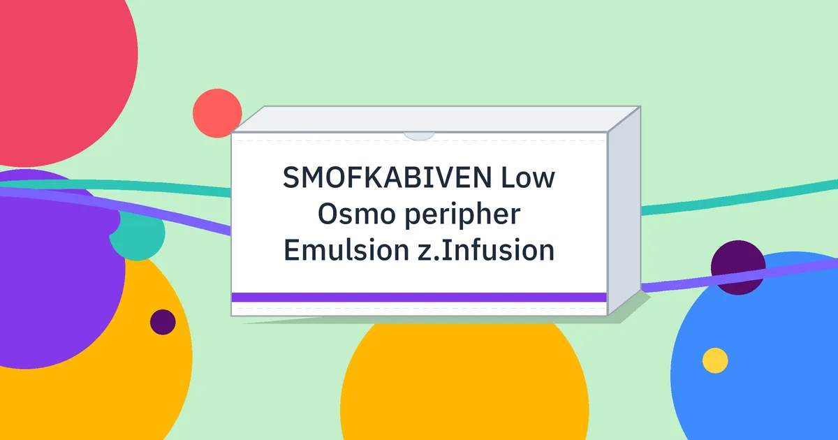 Symbolbild: Packung mit der Aufschrift SMOFKABIVEN Low Osmo peripher Emulsion z.Infusion (PZN 16000232) – Verfügbarkeit und Bezug in Apotheken in Frankfurt am Main