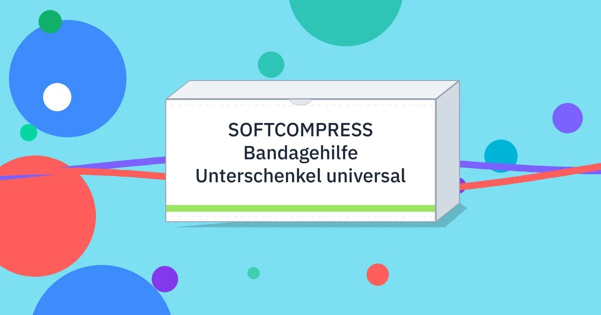 Symbolbild: Packung mit der Aufschrift SOFTCOMPRESS Bandagehilfe Unterschenkel universal (PZN 13505730) – Verfügbarkeit und Bezug in Apotheken in Frankfurt am Main