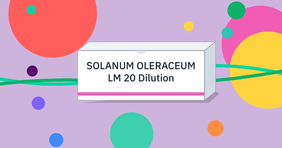 Symbolbild: Packung mit der Aufschrift SOLANUM OLERACEUM LM 20 Dilution (PZN 13193420) – Verfügbarkeit und Bezug in Apotheken in Frankfurt am Main