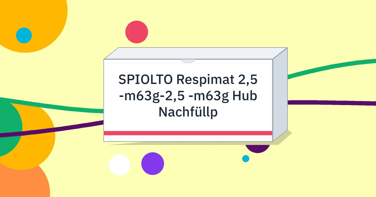 Symbolbild: Packung mit der Aufschrift SPIOLTO Respimat 2,5 -m63g-2,5 -m63g Hub Nachfüllp (PZN 16369084) – Verfügbarkeit und Bezug in Apotheken in Frankfurt am Main