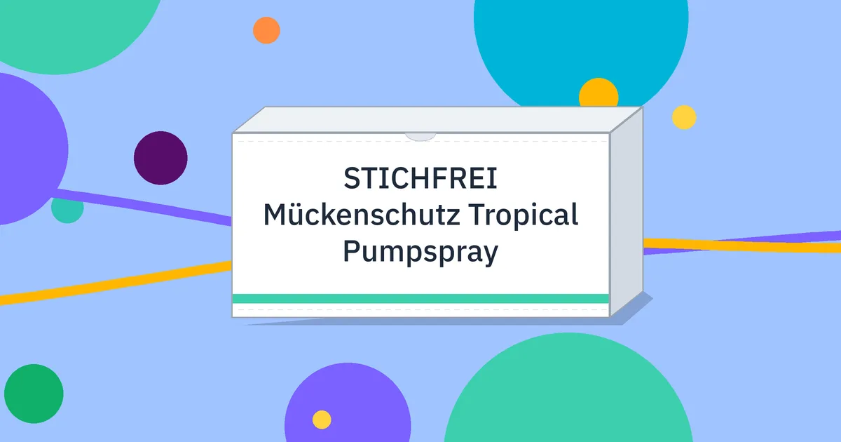 Symbolbild: Packung mit der Aufschrift STICHFREI Mückenschutz Tropical Pumpspray (PZN 19685880) – Verfügbarkeit und Bezug in Apotheken in Frankfurt am Main