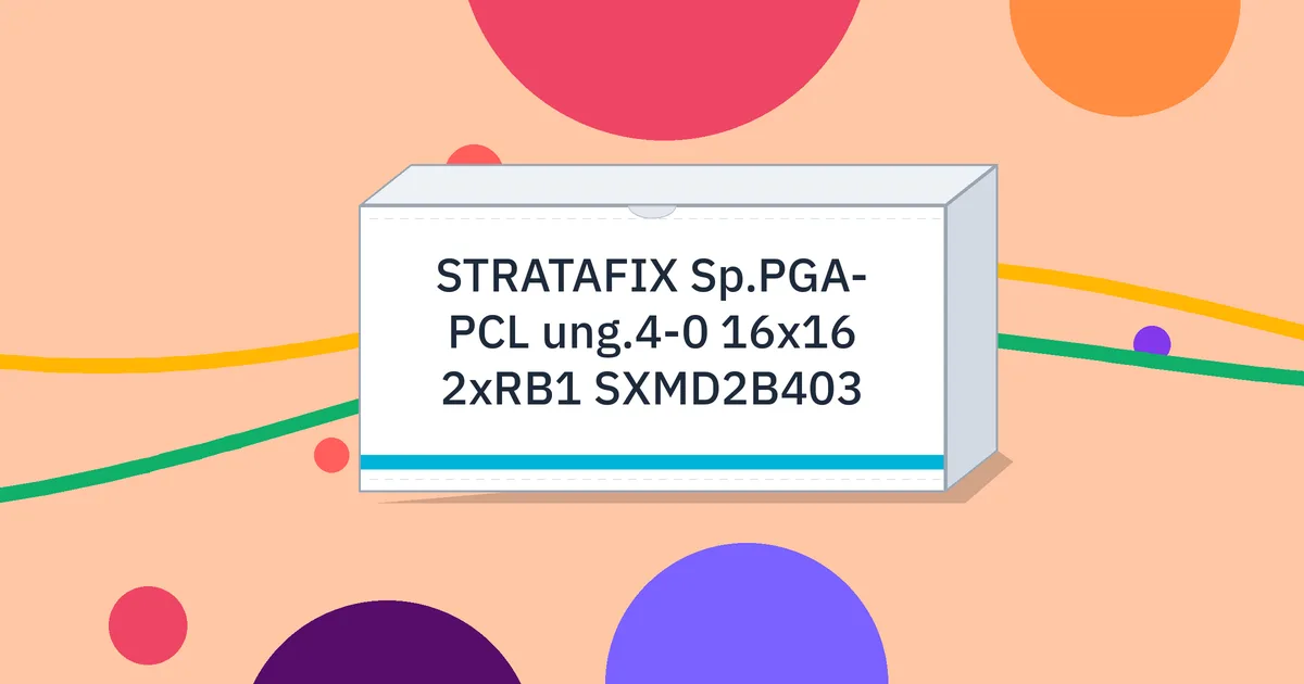 Symbolbild: Packung mit der Aufschrift STRATAFIX Sp.PGA-PCL ung.4-0 16x16 2xRB1 SXMD2B403 (PZN 20924290) – Verfügbarkeit und Bezug in Apotheken in Frankfurt am Main