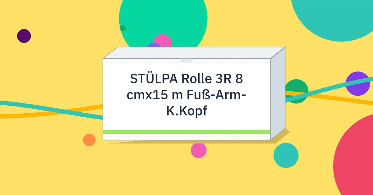 Symbolbild: Packung mit der Aufschrift STÜLPA Rolle 3R 8 cmx15 m Fuß-Arm-K.Kopf (PZN 13745724) – Verfügbarkeit und Bezug in Apotheken in Frankfurt am Main