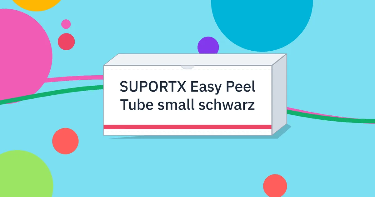 Symbolbild: Packung mit der Aufschrift SUPORTX Easy Peel Tube small schwarz (PZN 11125845) – Verfügbarkeit und Bezug in Apotheken in Frankfurt am Main