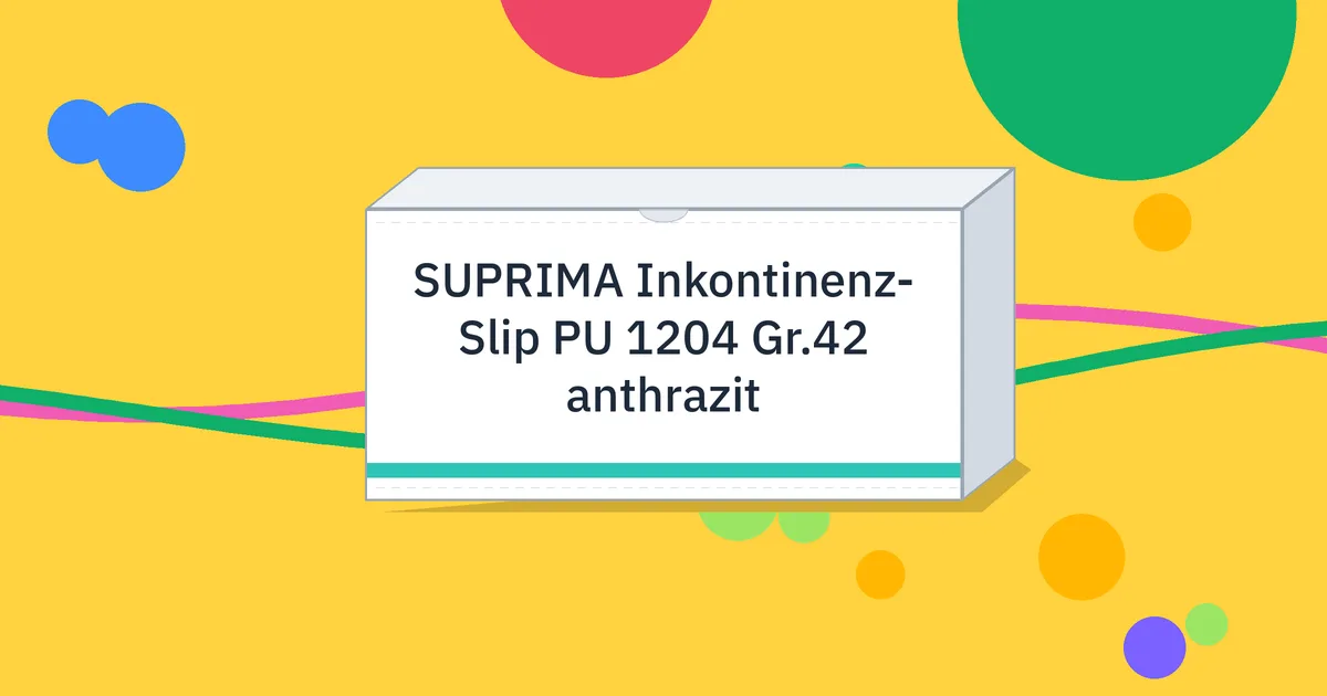 Symbolbild: Packung mit der Aufschrift SUPRIMA Inkontinenz-Slip PU 1204 Gr.42 anthrazit (PZN 10637402) – Verfügbarkeit und Bezug in Apotheken in Frankfurt am Main
