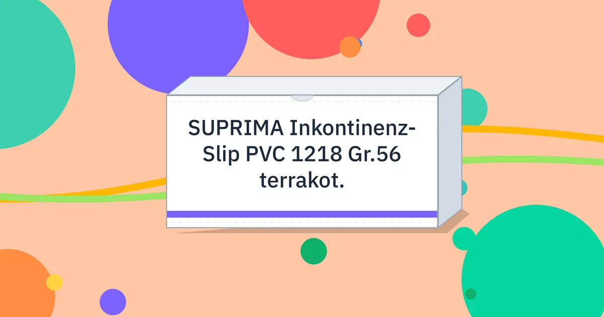 Symbolbild: Packung mit der Aufschrift SUPRIMA Inkontinenz-Slip PVC 1218 Gr.56 terrakot. (PZN 02609159) – Verfügbarkeit und Bezug in Apotheken in Frankfurt am Main