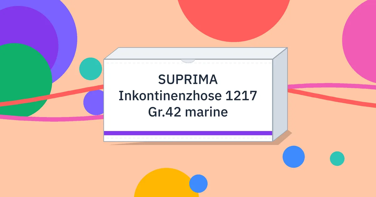 Symbolbild: Packung mit der Aufschrift SUPRIMA Inkontinenzhose 1217 Gr.42 marine (PZN 19174323) – Verfügbarkeit und Bezug in Apotheken in Frankfurt am Main